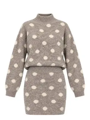 GIRL IN MIND Immie Polka Knit Mini Skirt Marl - Grey