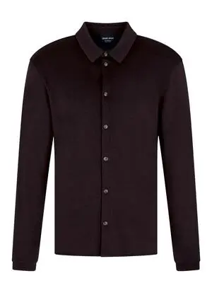 Giorgio Armani Shirt Cashmere Interlock Jersey Regular Fit - Brown