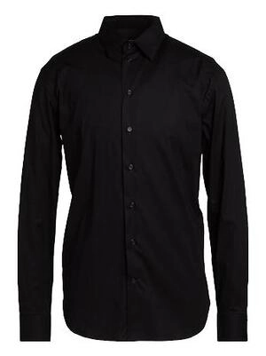 Emporio Armani Man Shirt Navy Size 15 Cotton, Elastane Black