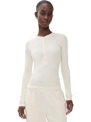 Eterne Long Sleeve Henley Top - Cream