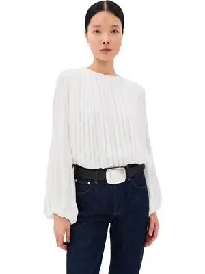 Simkhai Frida Silk Blouse - Oyster