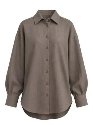 IDYLLO Brown / Black Linen Shirt - Brown