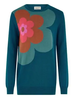SUGARHILL BRIGHTON Rita Sweater Teal Flower - Blue