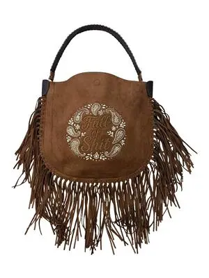 LILLY LOVES Full Of Shit Paisley Chocolate Tassel Handbag - Brown