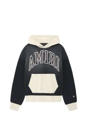 Amiri Logo Embroidered Tow-tone Hoodie - Black
