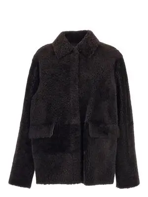 DESA 1972 Giacca Boxy Reversibile In Shearling - Brown