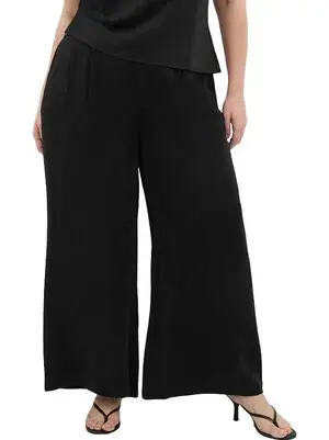 City Chic Jett Pleated Wide Leg Pants - Black