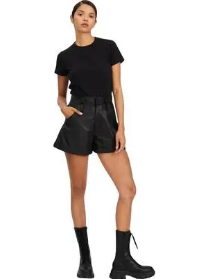 WEST 14TH Sullivan Leather Paperbag Short - Black