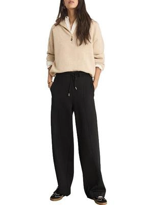 Mint Velvet Side Stripe Barrel Trousers - Black