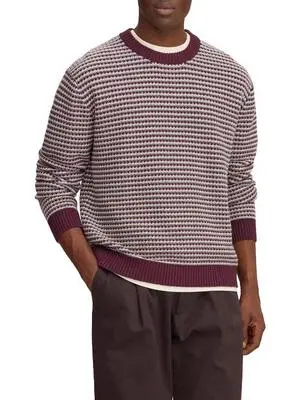 Nn07 Russel Stripe Organic Cotton & Wool Crewneck Sweater Winetasting