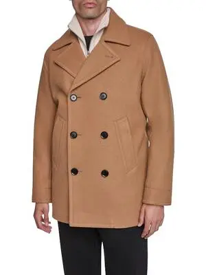 Dkny Double Breasted Peacoat - Camel