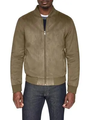 Dkny Faux Suede Bomber Jacket - Olive