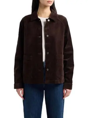 Eileen Fisher Classic Collar Corduroy Jacket - Coffee