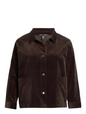 Eileen Fisher Classic Collar Corduroy Jacket - Coffee