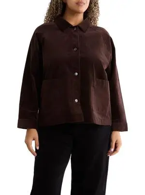 Eileen Fisher Classic Collar Corduroy Jacket - Coffee