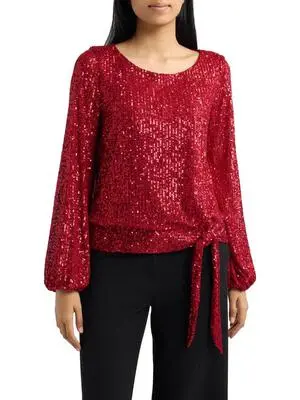 TAHARI ASL Sequin Top - Red