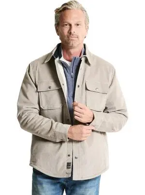 JACHS Lined Corduroy Overshirt - Stone