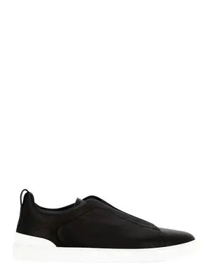 ZEGNA Triple Stitch Leather Sneakers