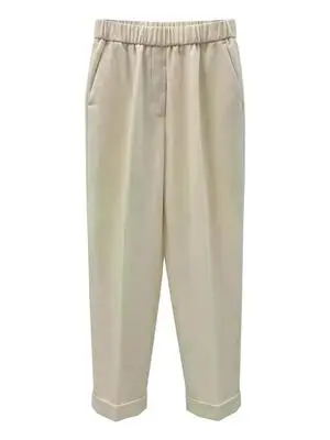 Peserico Elasticated-waistband Turn-up Trousers - Neutrals