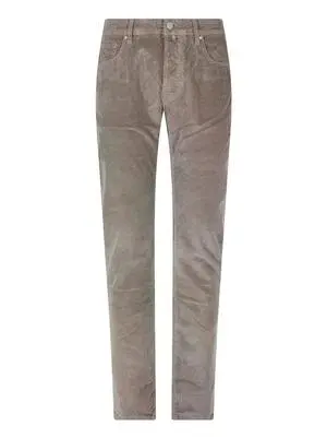 Jacob Cohen Bard Corduroy-effect Straight-leg Cotton Trousers - Grey