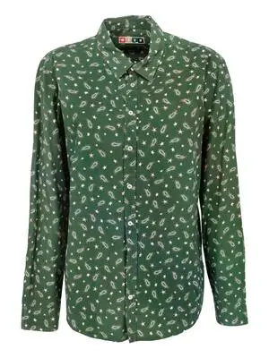 MSGM 2015 Paisley-pattern Star-print Shirt - Green