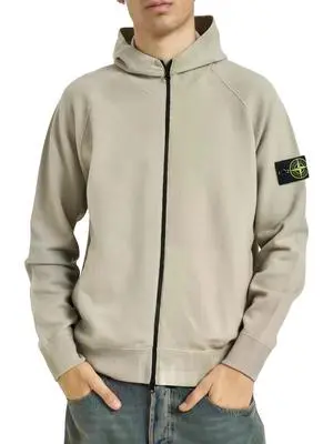 Stone Island Compass-patch Zip-fastening Hoodie - Neutrals