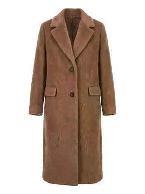 Peserico Brushed Single-breasted Coat - Brown