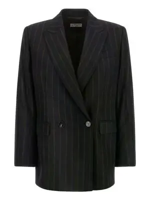 Alberto Biani Double-breasted Pinstripe Blazer - Black