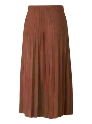 Staud Lena Pleated Ribbed-knit Midi Skirt Brown