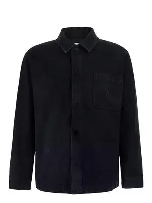 Saint Laurent Cassandre Overshirt In Cotton Linen Garbardine - Black
