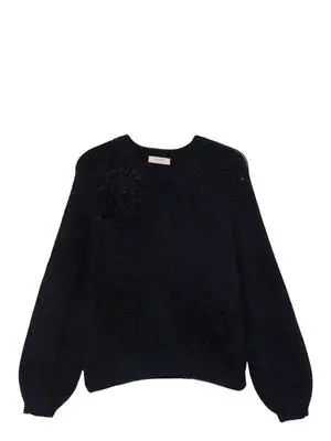 TWINSET Floral-appliqué Raglan-sleeve Sweater - Blue