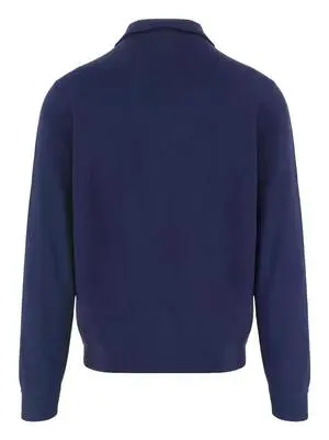 AUTRY Logo-embroidered Striped-sleeve Cardigan - Blue