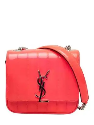 Saint Laurent 2019 Small Patent Monogram Vicky Chain Bag Crossbody Bag - Orange
