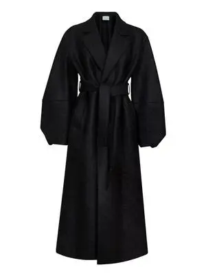Harris Wharf London Belted Balloon-sleeve Coat - Black