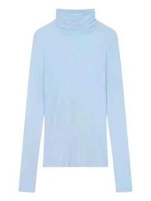 Closed Roll-neck Long-sleeve T-shirt - Blue