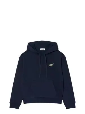 Lacoste Logo-patch Drawstring Hoodie - Blue