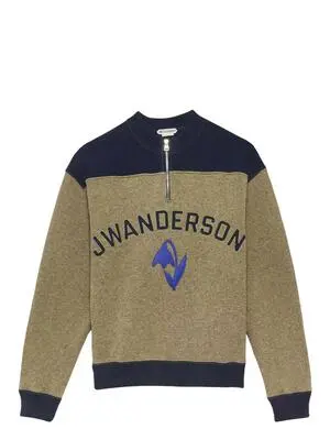 JW Anderson Logo-embroidered Half-zip Sweater - Neutrals