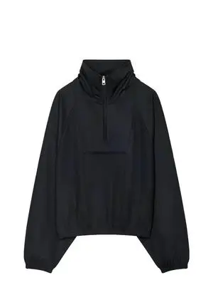 Closed Quarter-zip Raglan-sleeve Track Jacket - Black