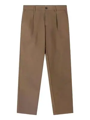 WHITE SAND Sammy Pleated Twill Trousers - Brown