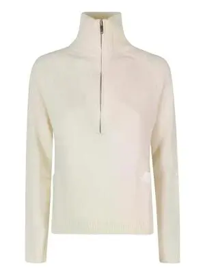 SEMICOUTURE Layered Panel Half-zip Sweater Neutrals