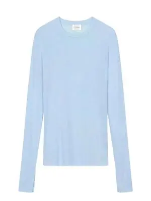 Closed Long-sleeve Slit-cuff T-shirt Blue