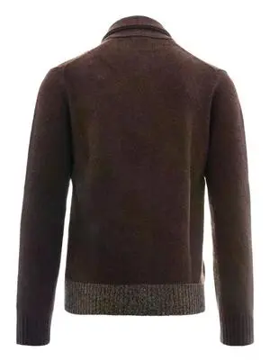 BALLANTYNE Diamond Intarsia Cardigan - Brown