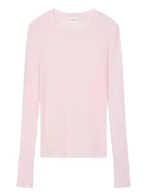 Closed Long-sleeve Slit-cuff T-shirt Pink
