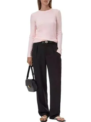 Closed Long-sleeve Slit-cuff T-shirt Pink