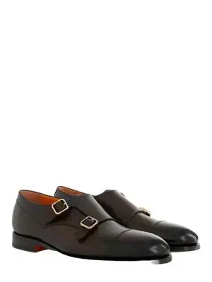 Santoni Double-strap Cap-toe Monk Shoes - Brown