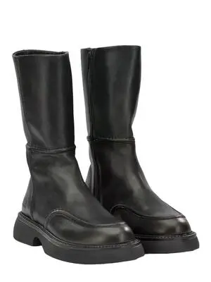SUMMERY COPENHAGEN Leather Biker Boots - Black