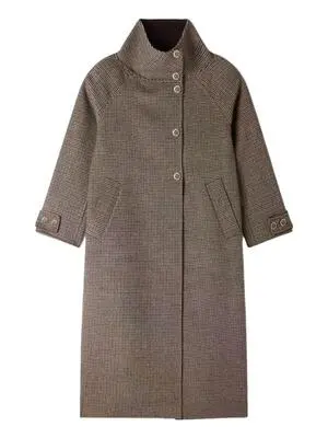 Sandro Houndstooth Single-breasted Coat Brown