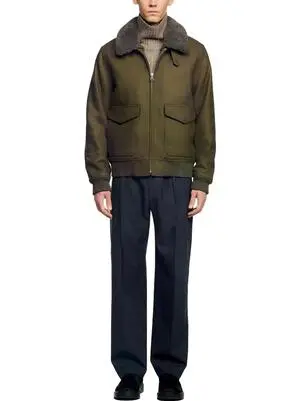 SANDRO Wool Jacket With Removable Collar