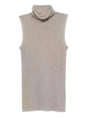AROVESCIO Ribbed-knit Sleeveless Sweater - Brown