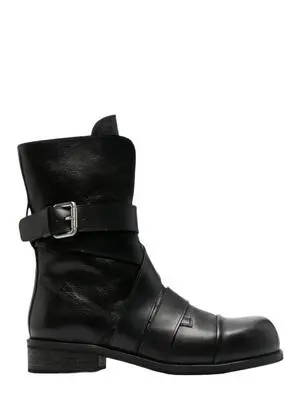 EGONLAB Buckled Leather Boots - Black